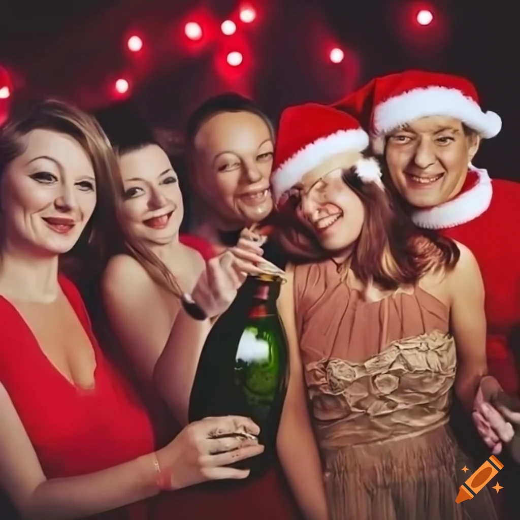 Festive christmas party with wine bottles and lottery tickets on Craiyon