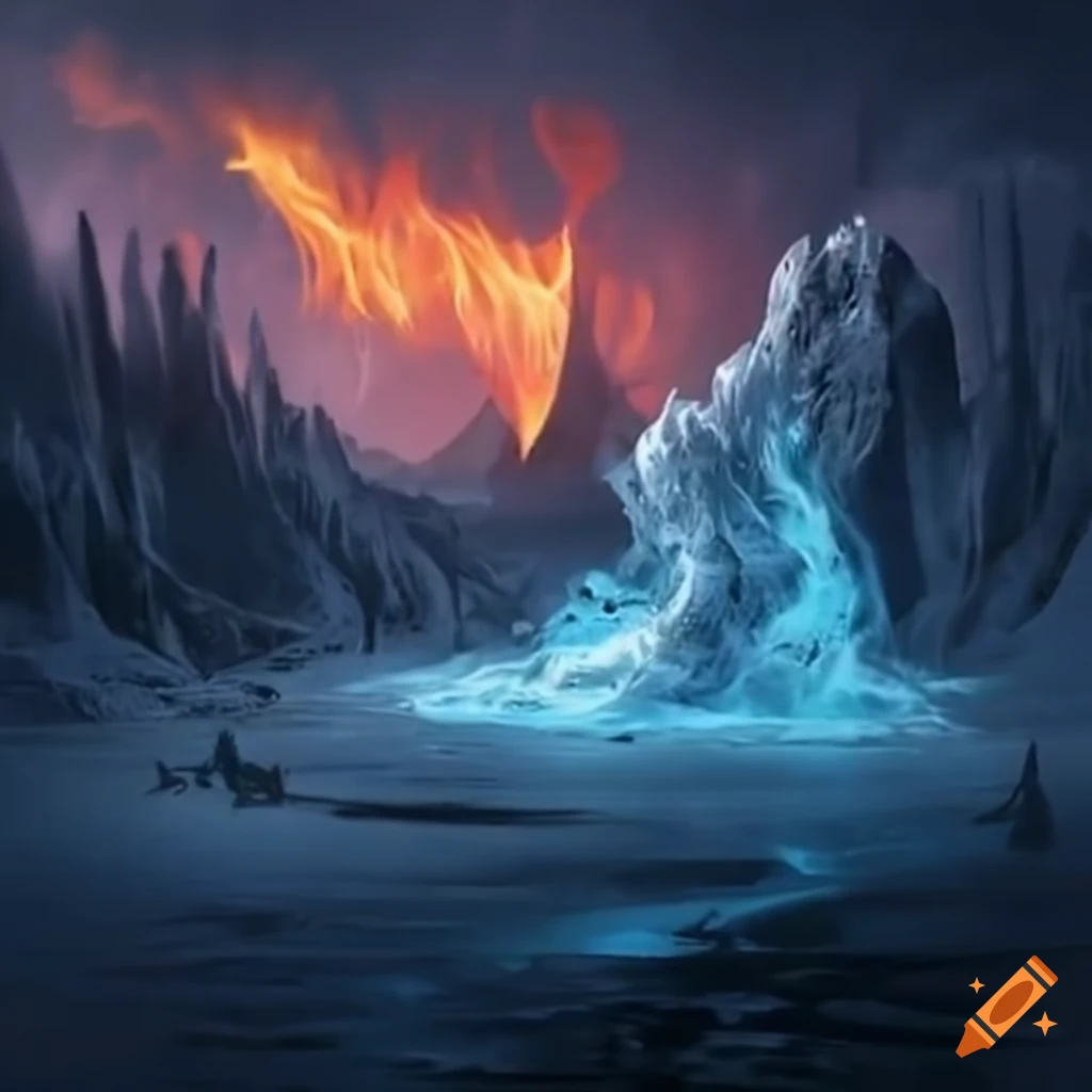 Image of ice and fire merging on Craiyon