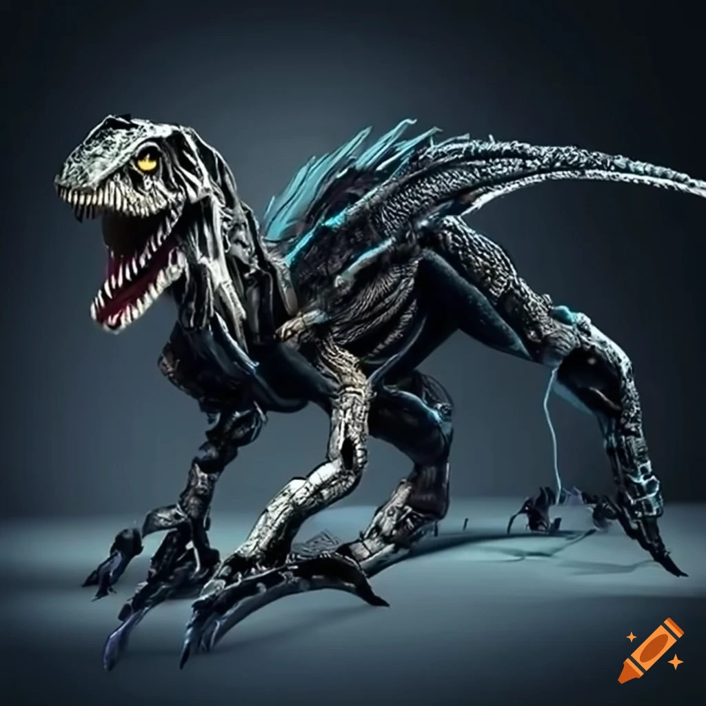 Futuristic robotic velociraptor with deadly spikes on Craiyon