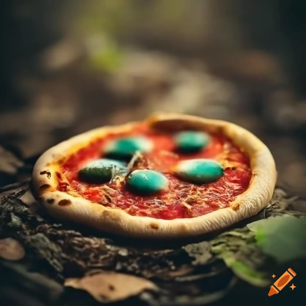 Unique fungi covered pizza