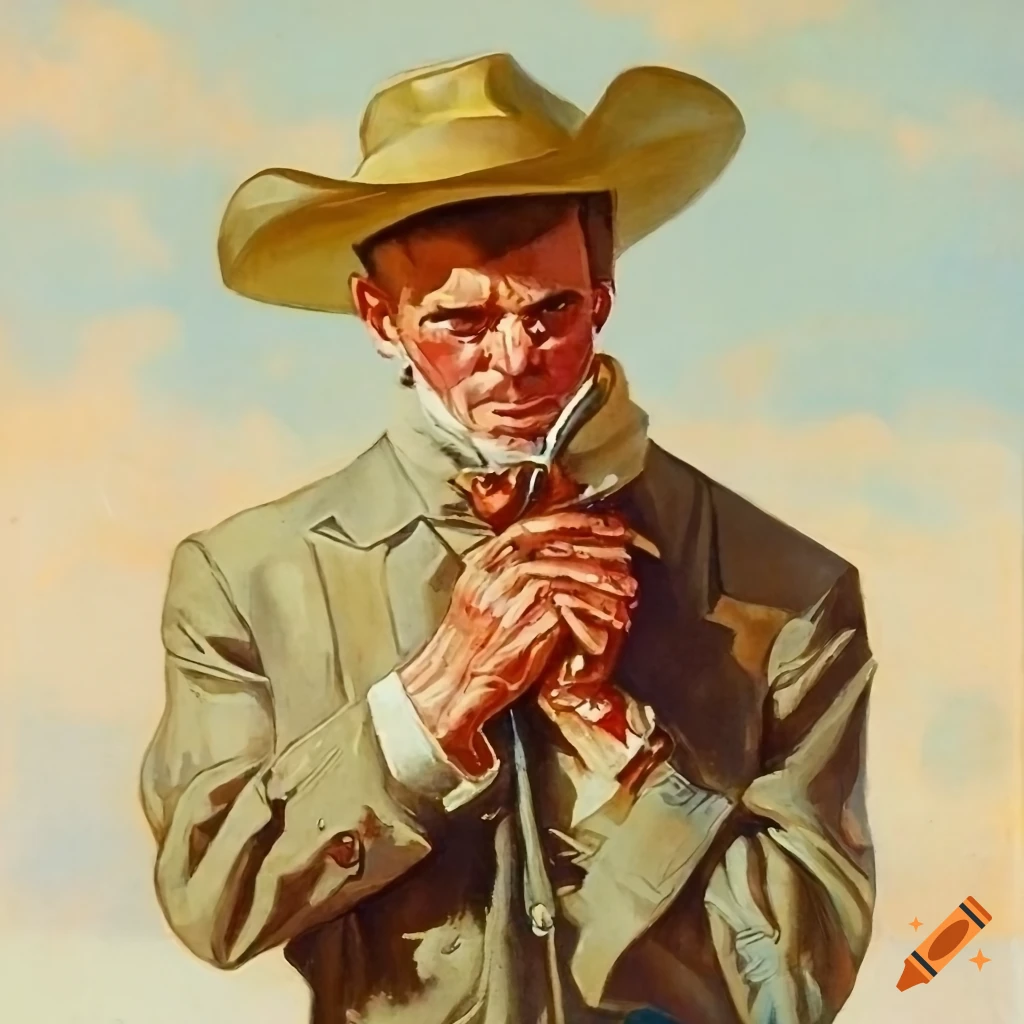 Vintage cowboy pulp novel book cover on Craiyon