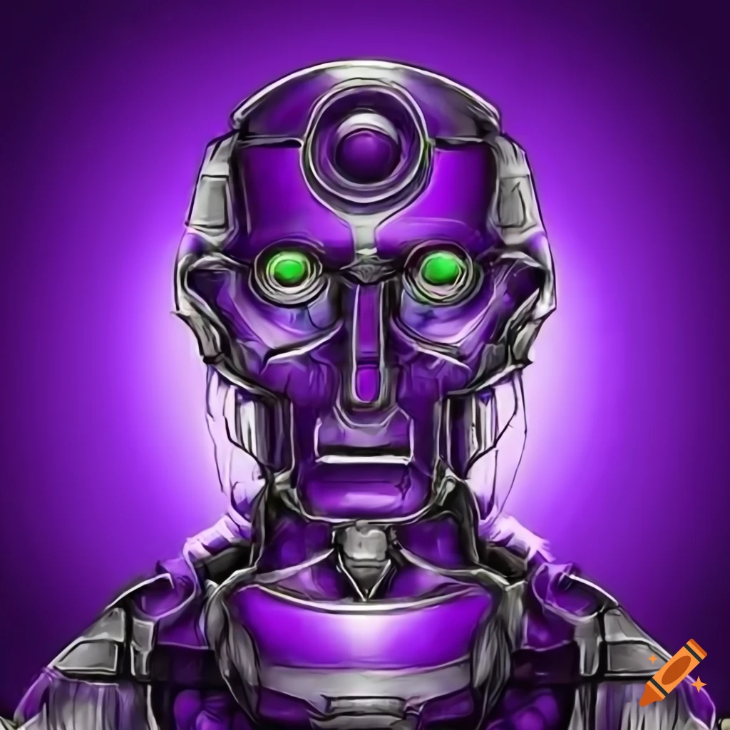 Cyborg robotic purple grim reaper on Craiyon