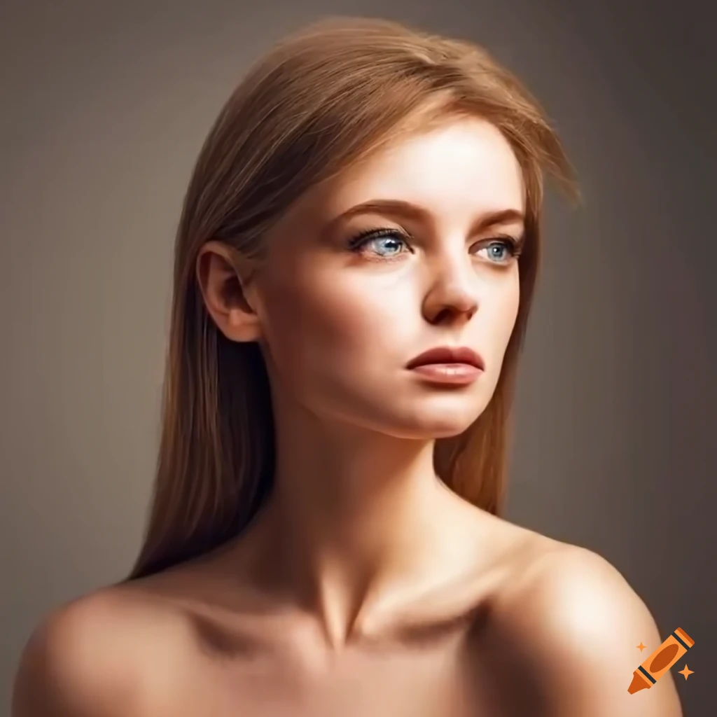 Portrait of a European woman with light brown hair and freckles on Craiyon