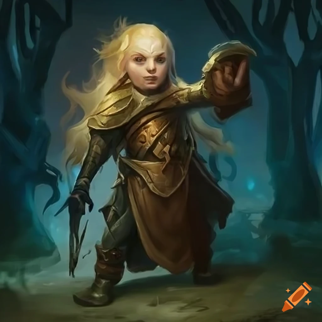 Art of a small cleric casting a spell on Craiyon