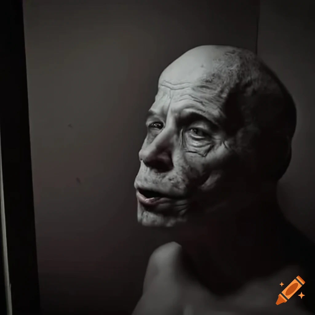 Conceptual artwork featuring a skinny homeless man on Craiyon