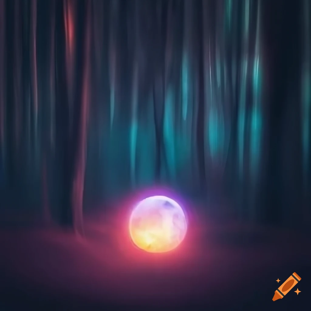 Glowing forest with a mysterious orb