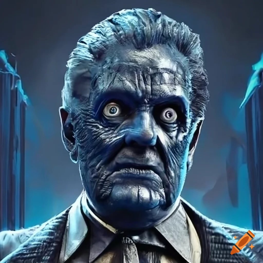 Dark blue metallic doctor who villain featuring piers morgan on Craiyon