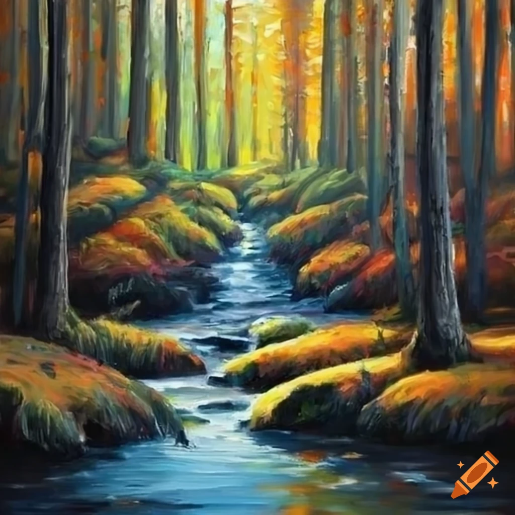 Scary appalachian forest oil painting on Craiyon