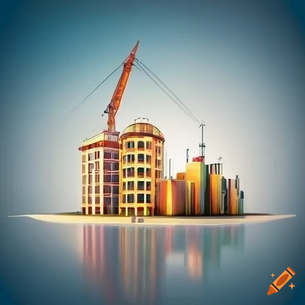 Colorful modern building sketch on Craiyon