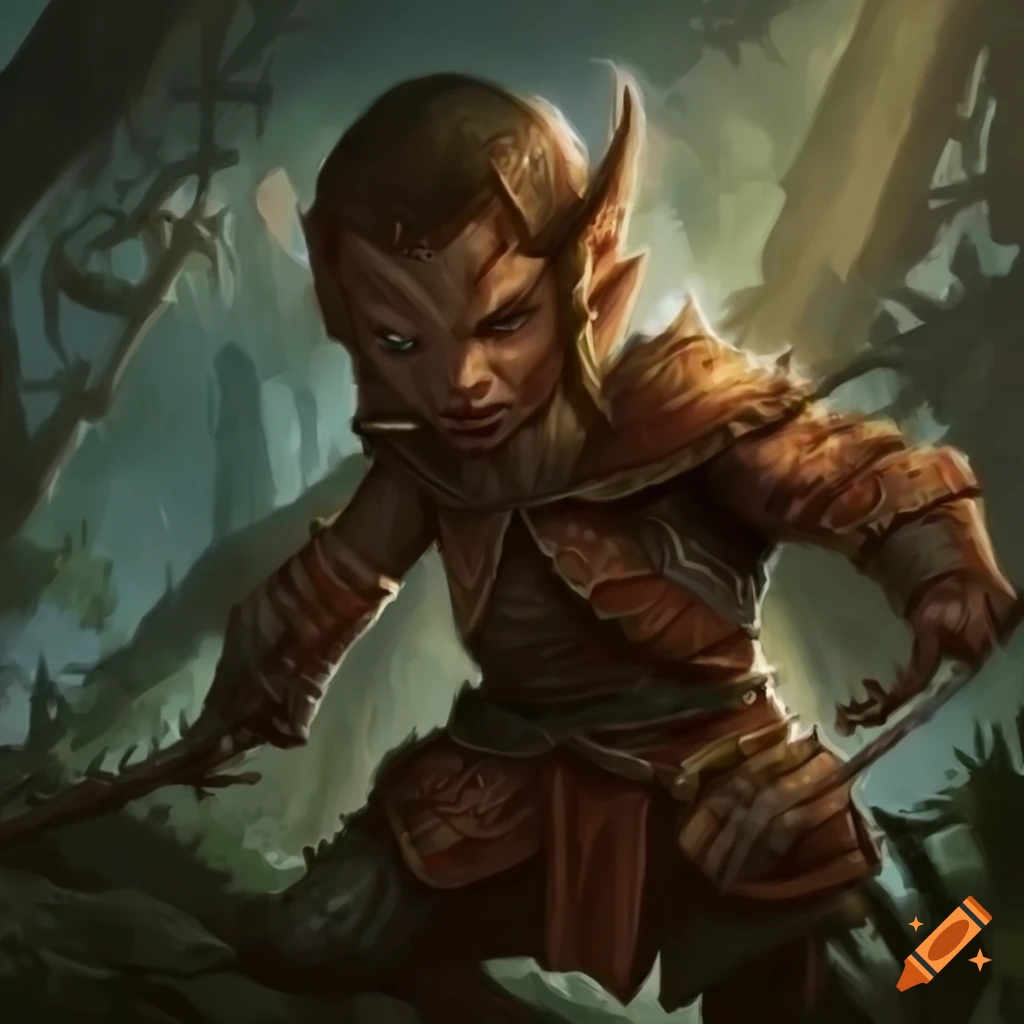 Artwork of a small warrior in a fantastical setting on Craiyon