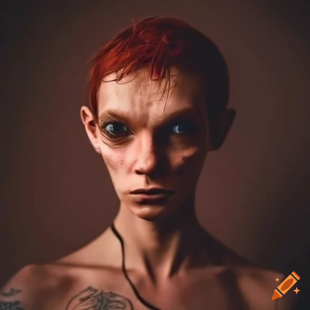 Illustration of a maroon-haired humanoid alien man on Craiyon