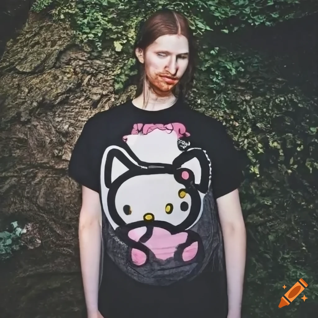 Aphex twin wearing hello kitty shirt on Craiyon