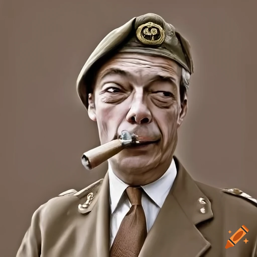 Portrait of nigel farage as a british soldier in sepia tone