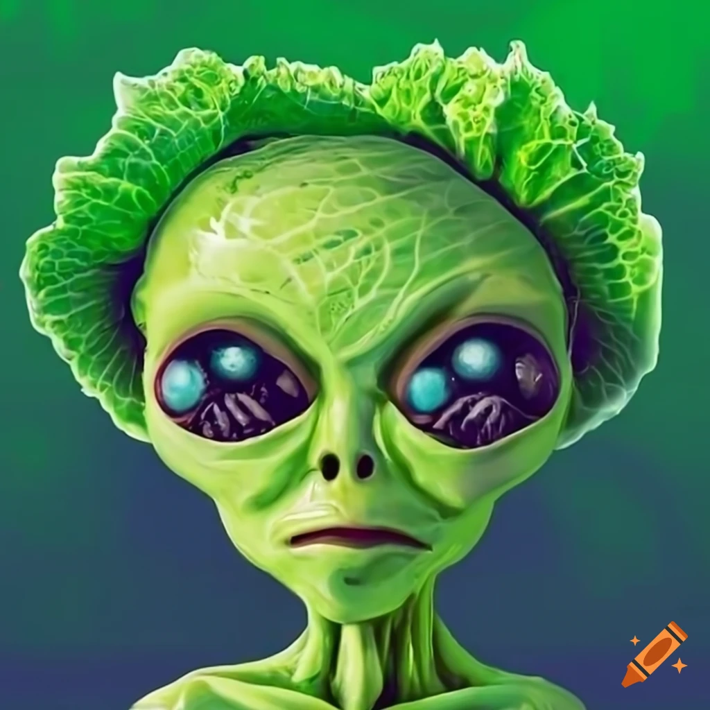 Image of an alien with a cabbage-head and insect eyes