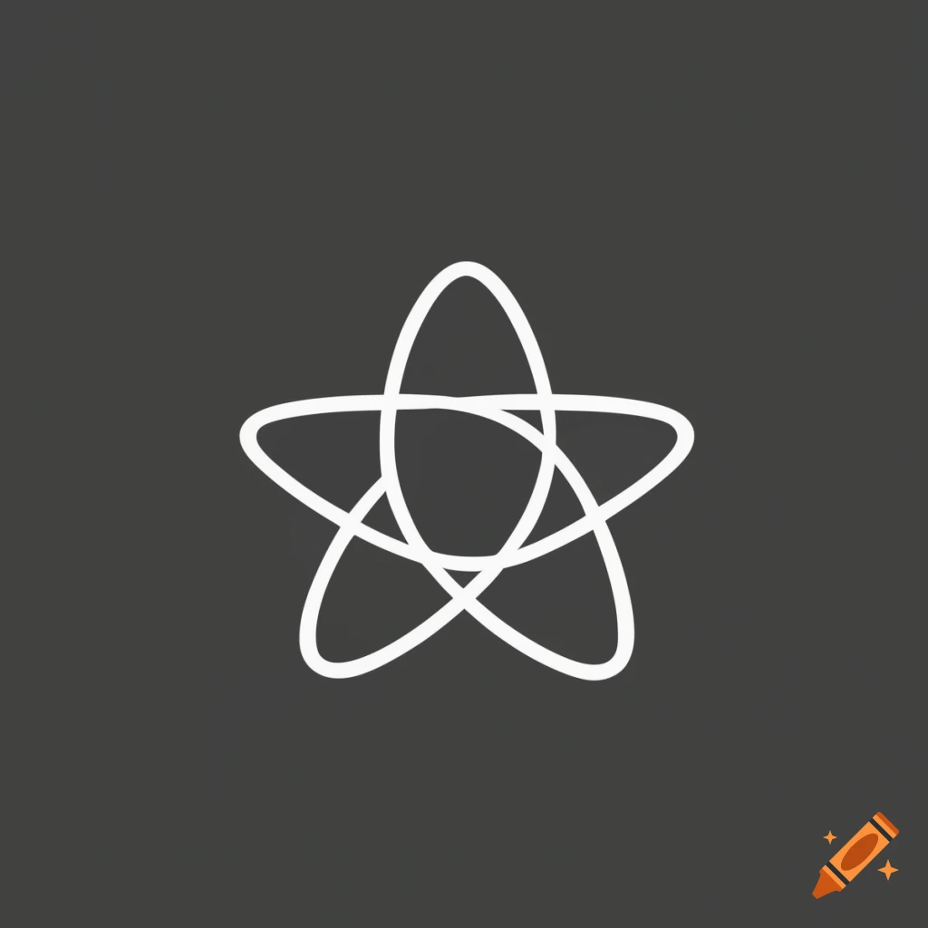 Minimalistic atomic structure logo on white background
