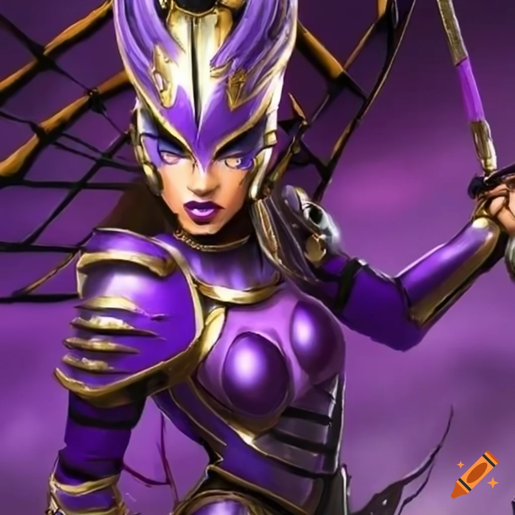 Image of a princess warrior in purple wasp armor