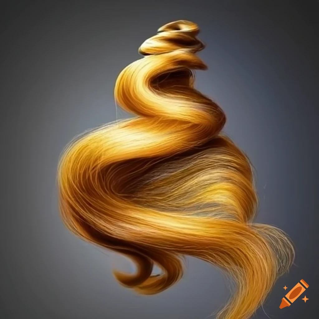 Golden hair flowing from a stone tower on Craiyon