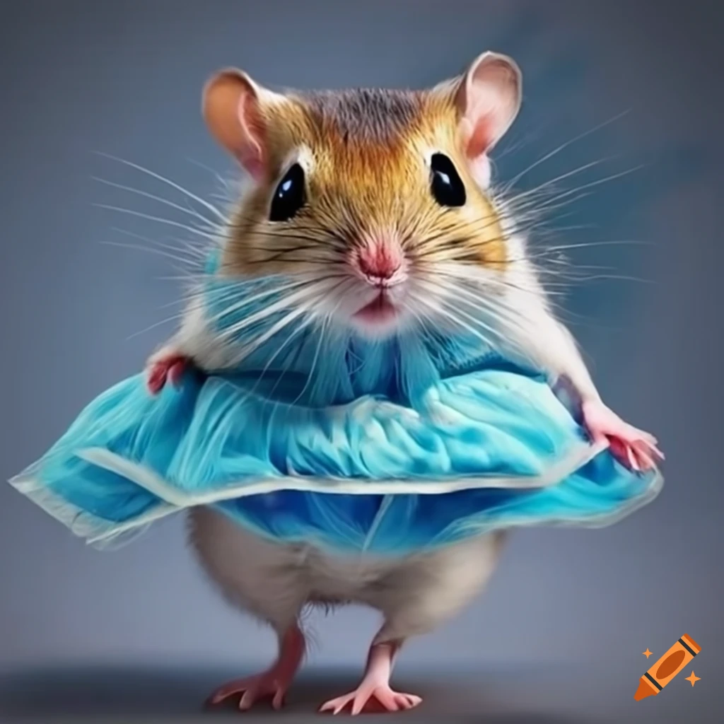 Cute gerbil wearing a frozen dress on Craiyon