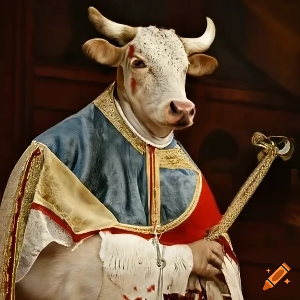A cow dressed as the pope on Craiyon