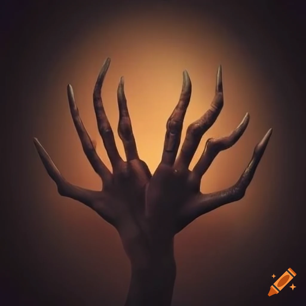 Close-up of gnarled hands on Craiyon