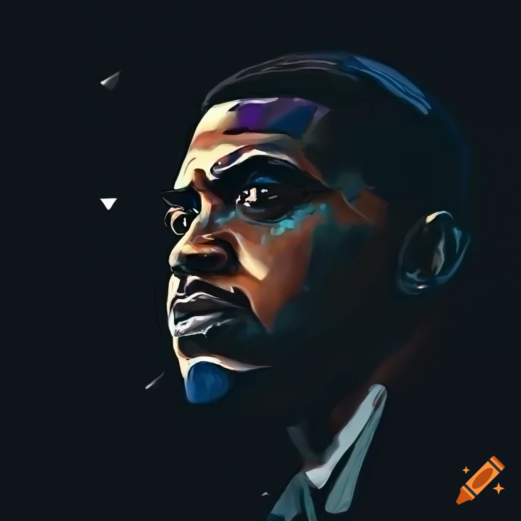 Monochromatic portrait painting of a man with a blue hue on Craiyon