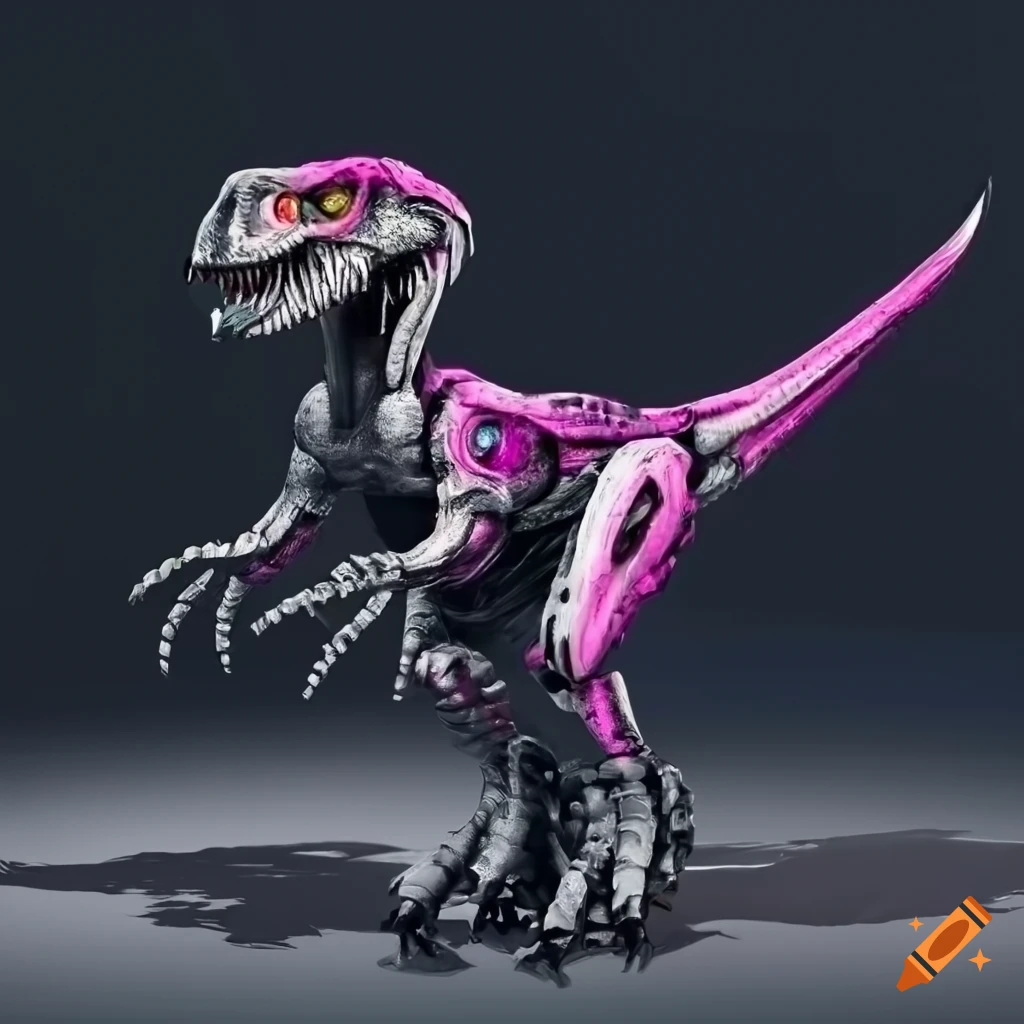 Sci-fi robotic velociraptor with blade claws on Craiyon