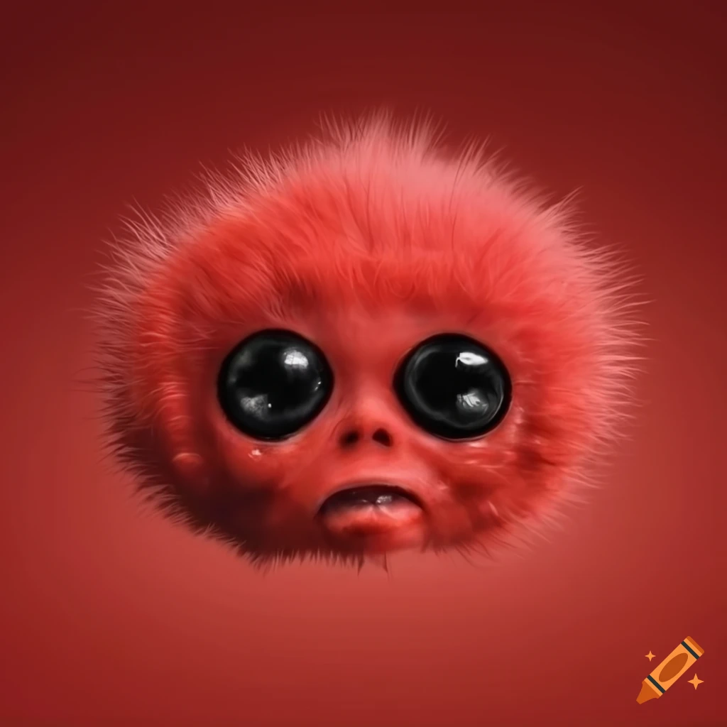 Cute fluffy purple worm in zero gravity on Craiyon