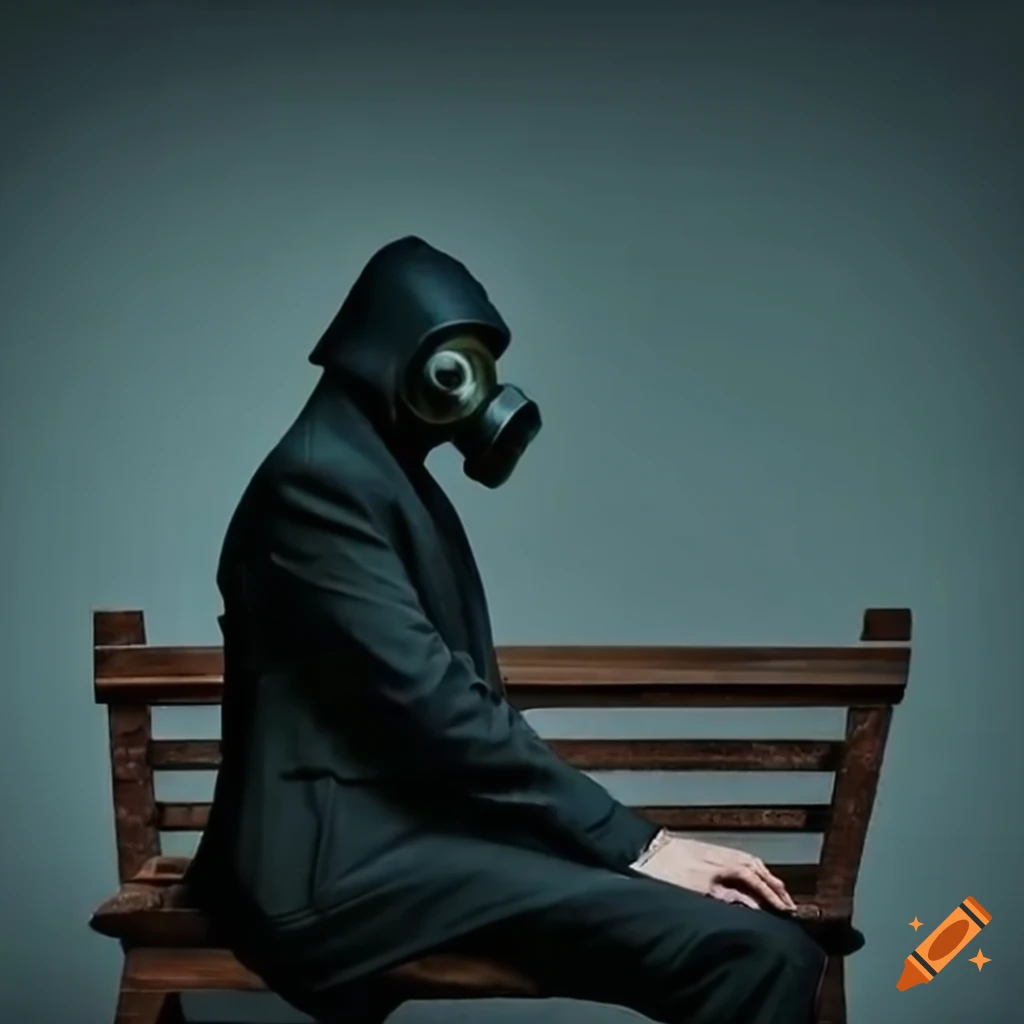 Surreal image of a man in a gas mask talking with god on Craiyon