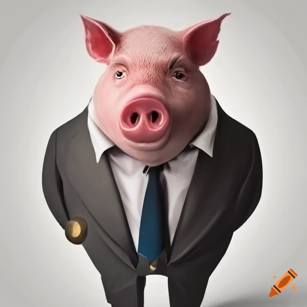 Business pig wearing a suit on Craiyon
