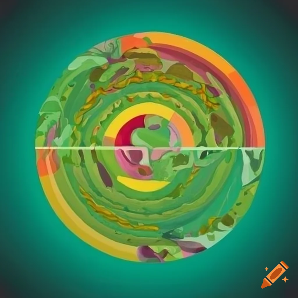 Illustration of circular economy with agriculture and plants