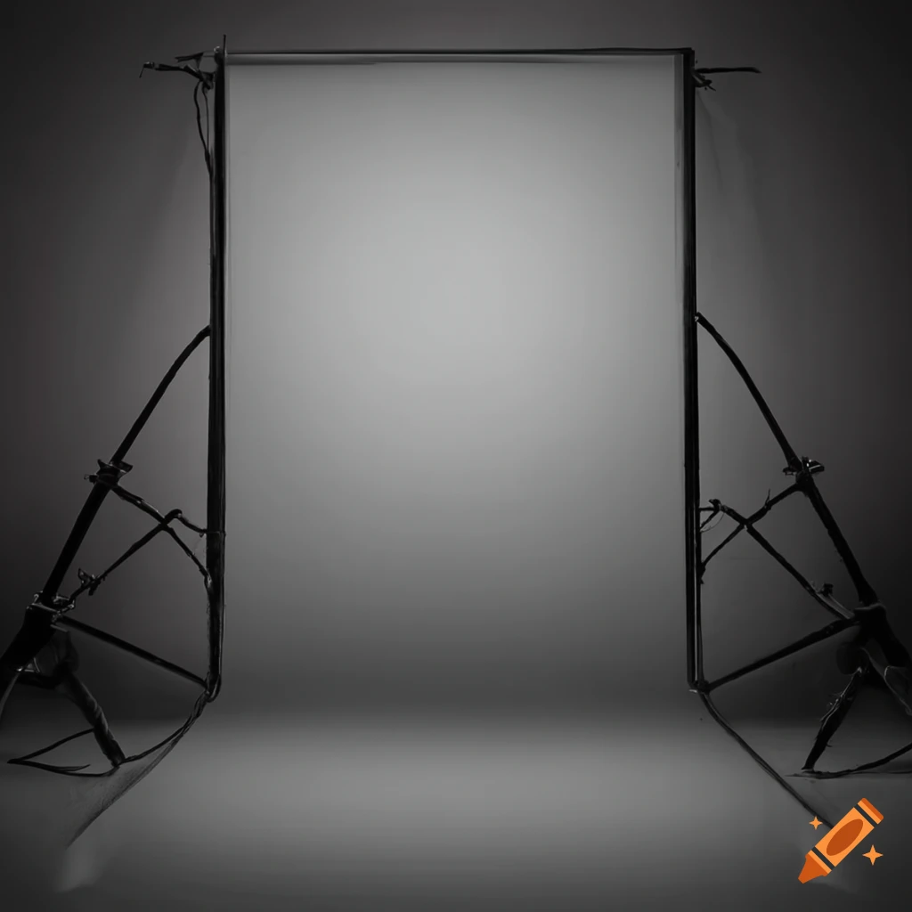 Blank gray studio backdrop with studio flood lights