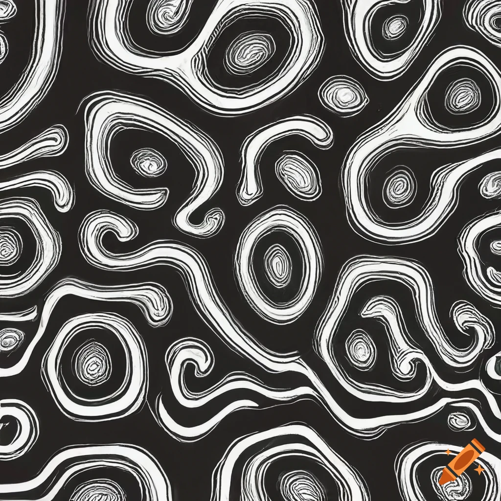 Black and white psychedelic patterns on Craiyon