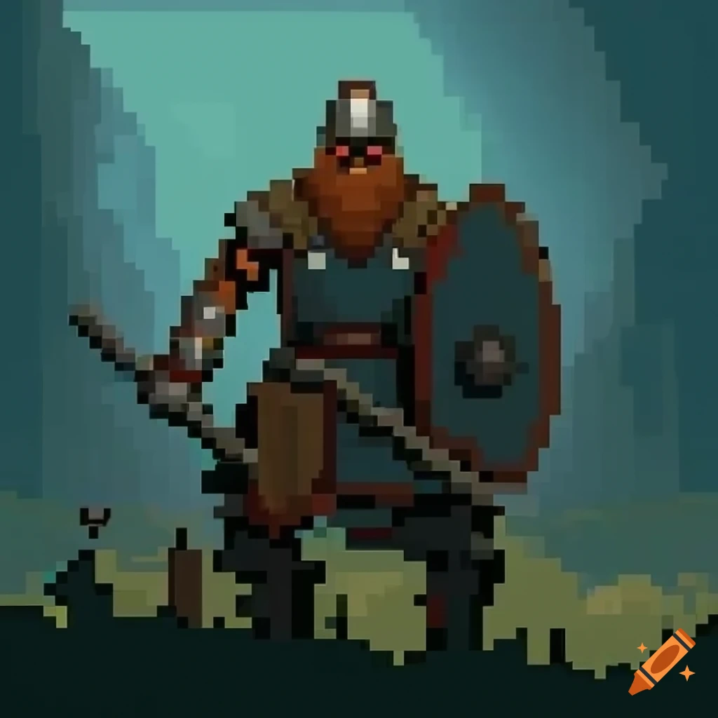 Historically accurate pixel art of a viking raid on Craiyon