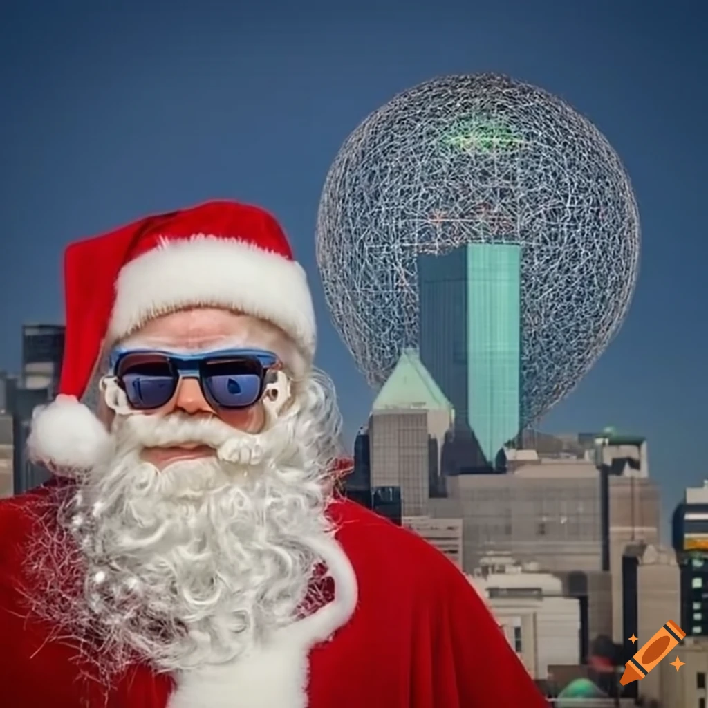 Cool santa claus with montreal skyline