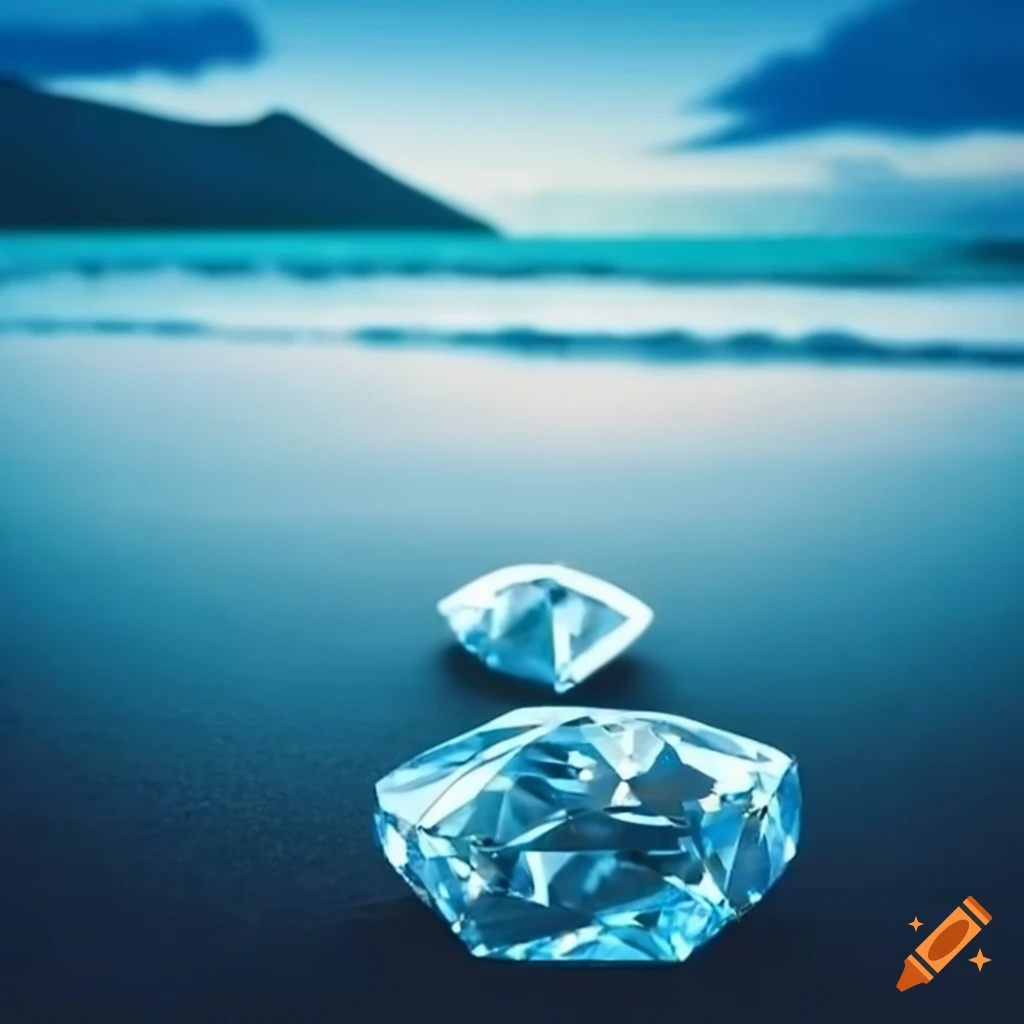 Diamond-covered beach by the ocean