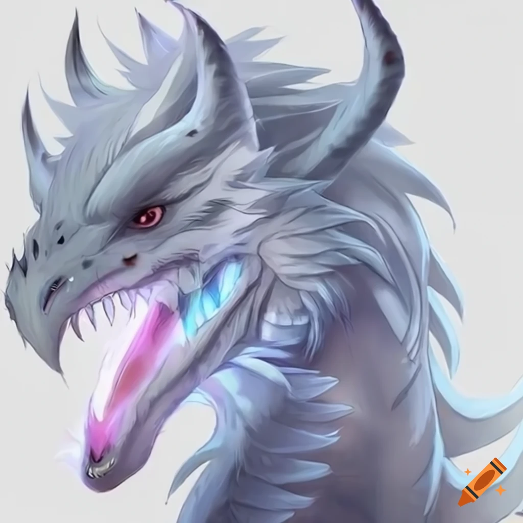 Hd image of a white furry dragon on Craiyon