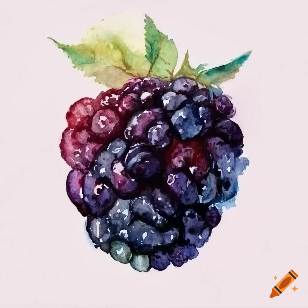 Watercolor painting of a blackberry on Craiyon