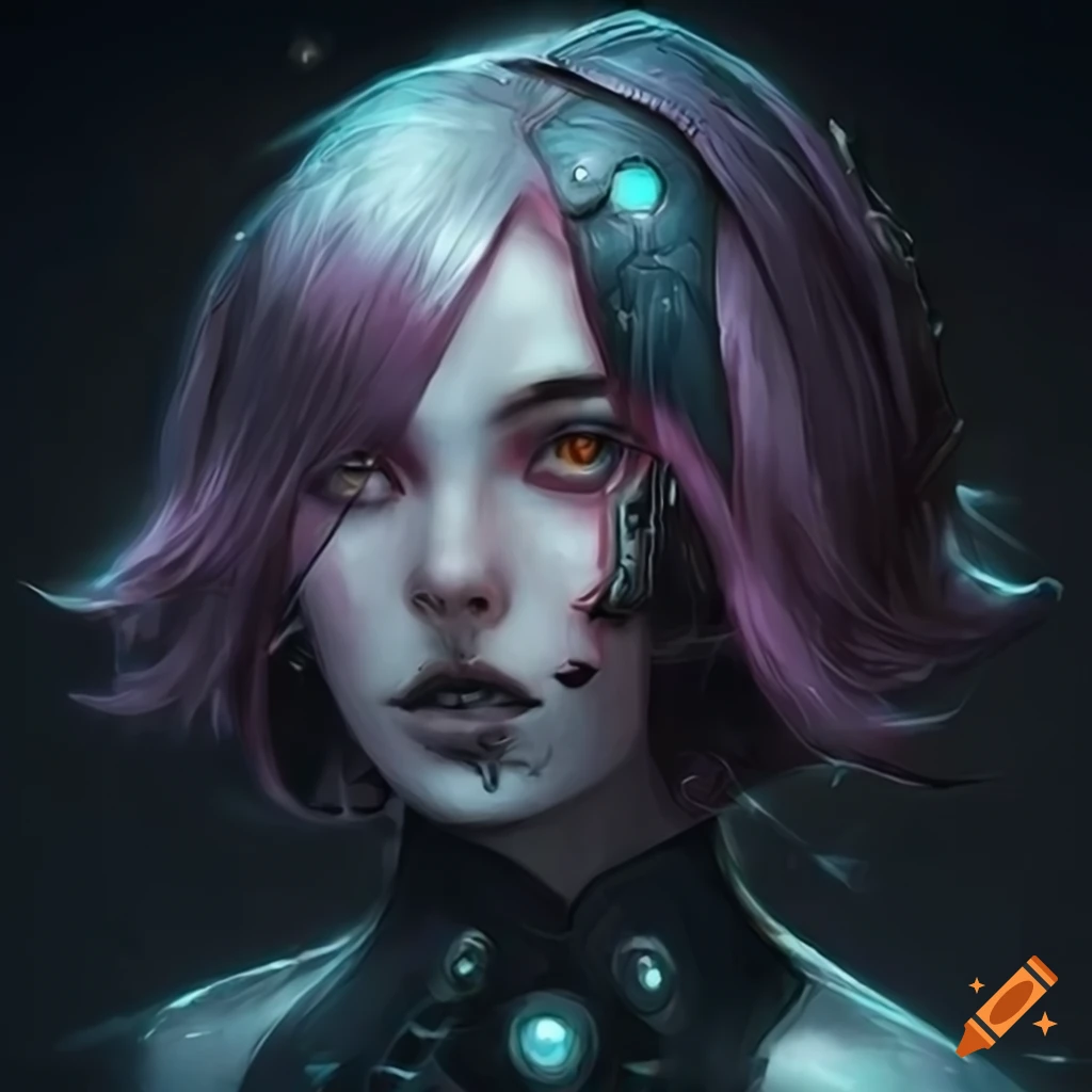 Detailed artwork of a futuristic female space pirate on Craiyon