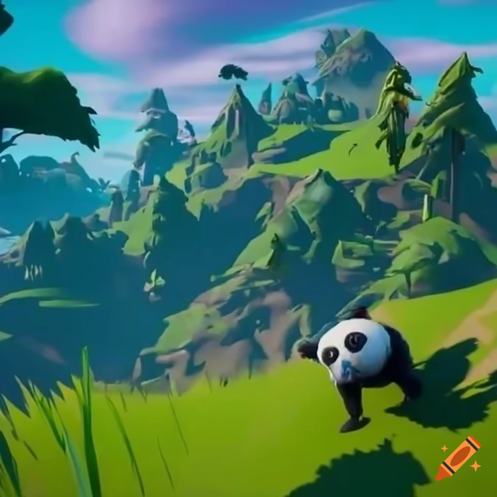 Epic fortnite battle between a panda and a frog