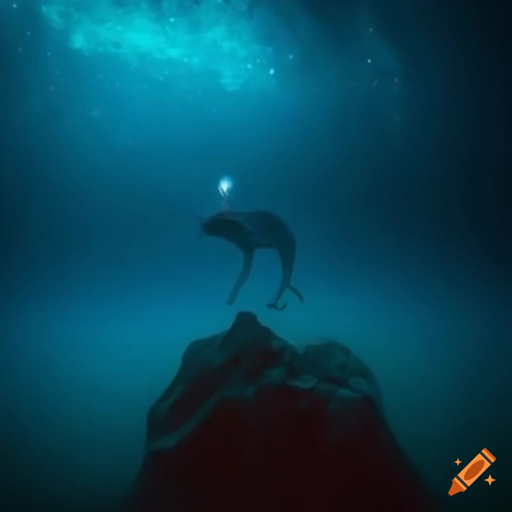 Artistic representation of being submerged in the deep sea on Craiyon