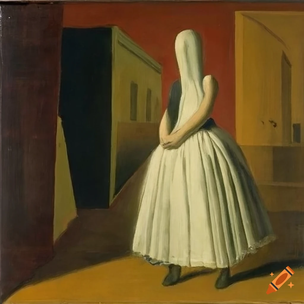Surrealistic painting of a girl getting dressed on Craiyon