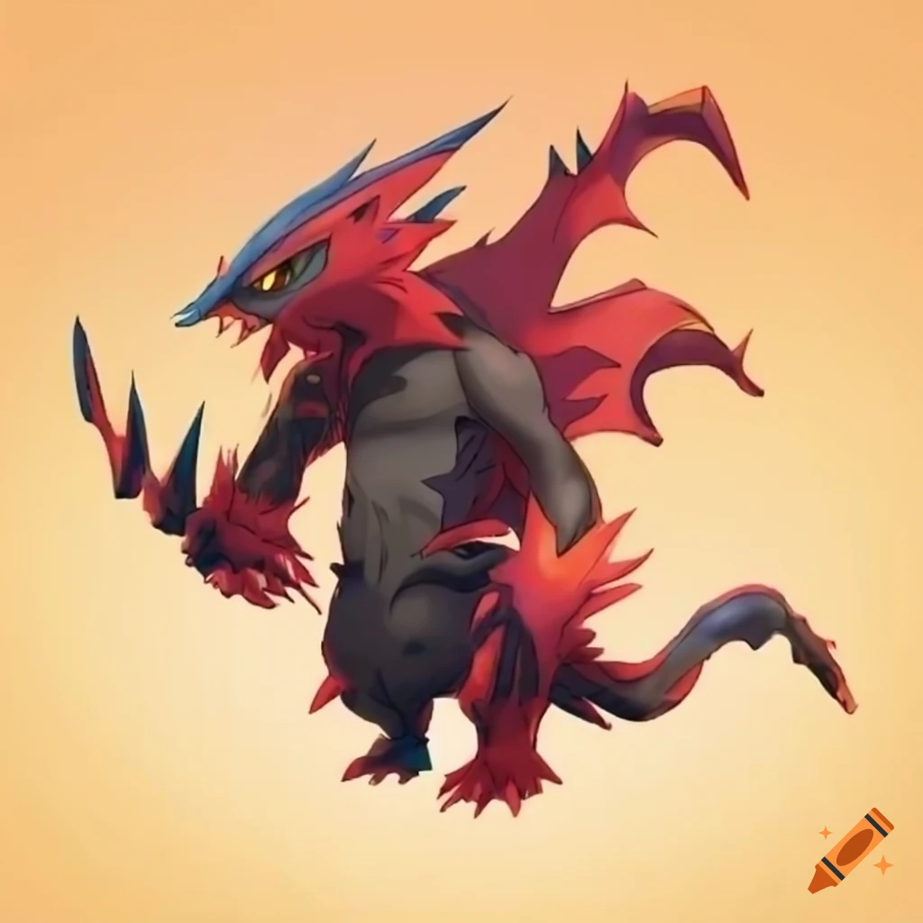 Purple and black two-headed dragon pokemon on Craiyon