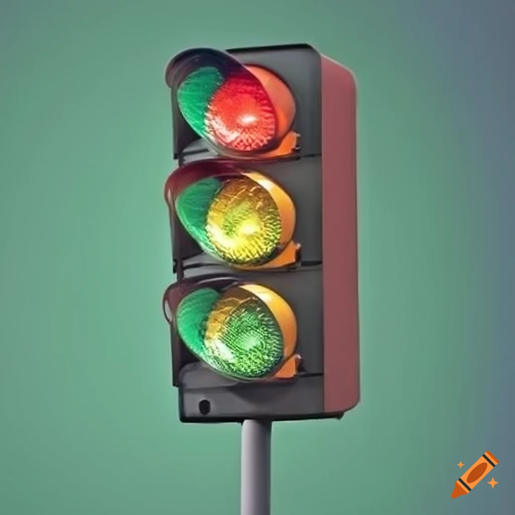 Traffic light intertwined with a balloon on Craiyon