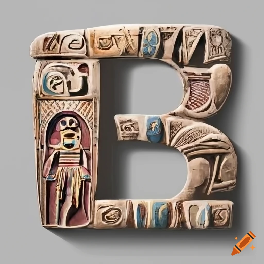 Stone letter "A" with Egyptian masks on Craiyon