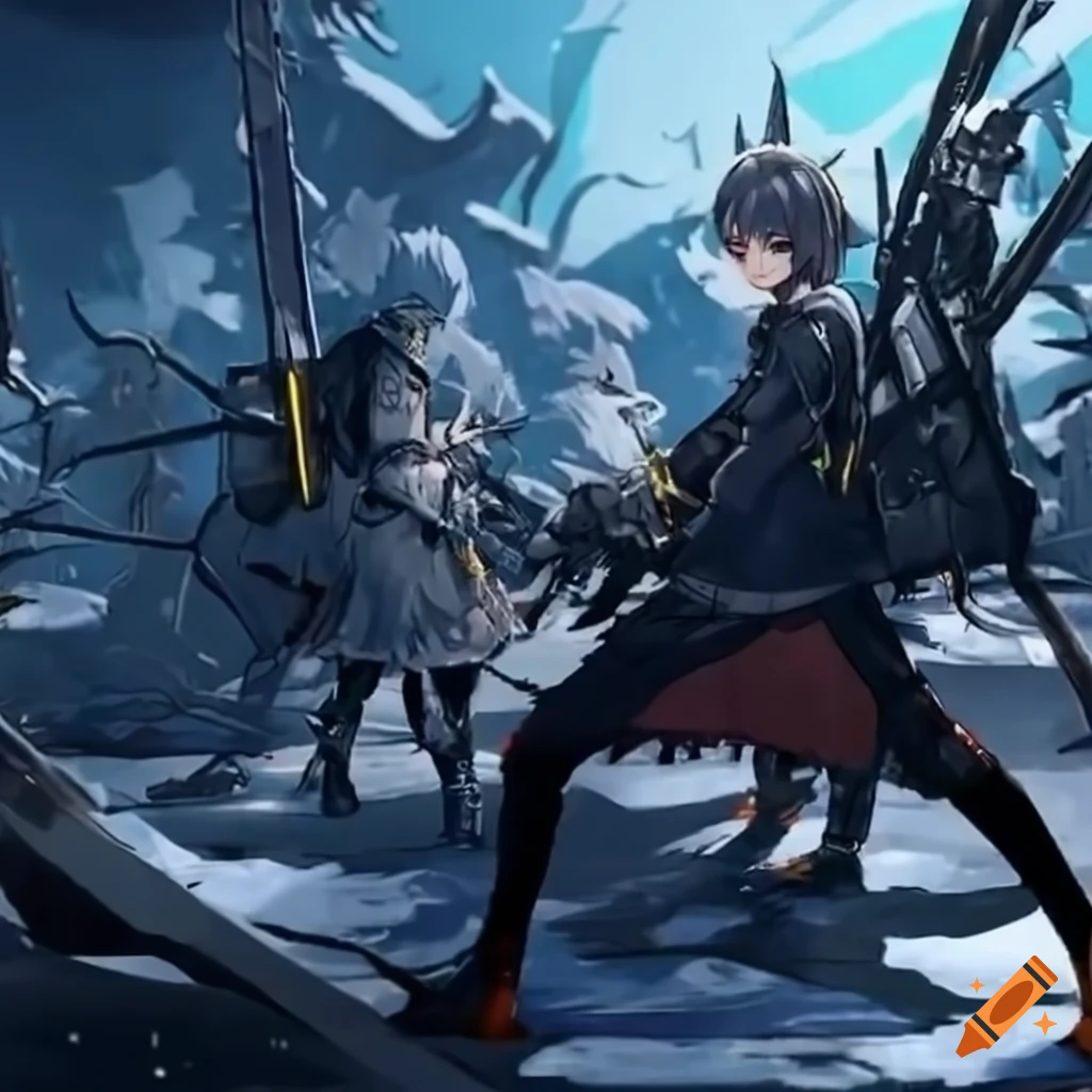 Epic battle scene in arknights video game on Craiyon