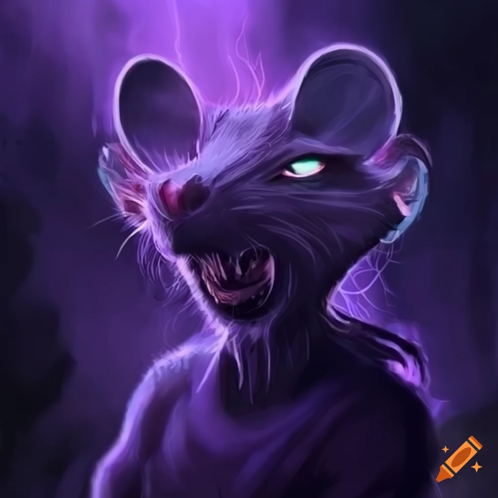 Purple led sign of line art rat on Craiyon