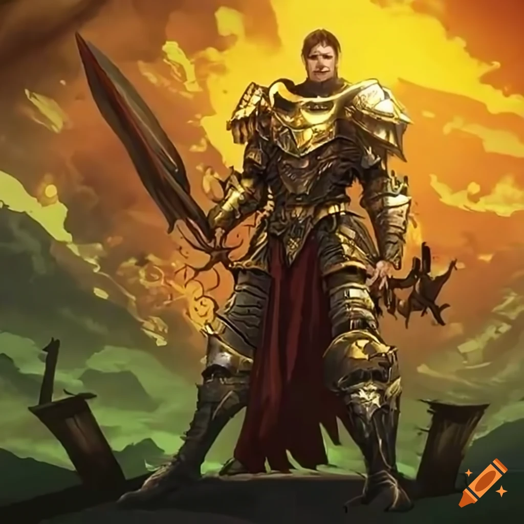 Divine golden knight in fantasy art on Craiyon