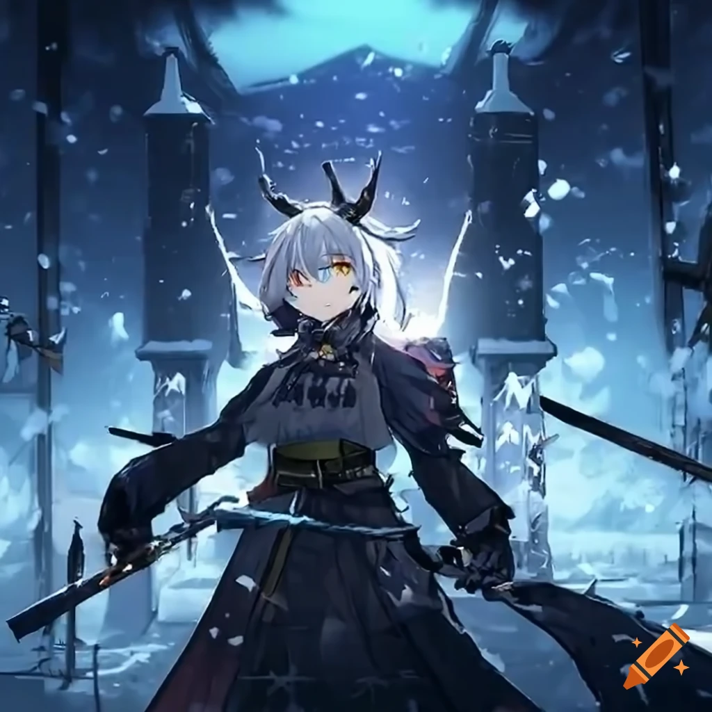 Epic battle scene in arknights video game on Craiyon