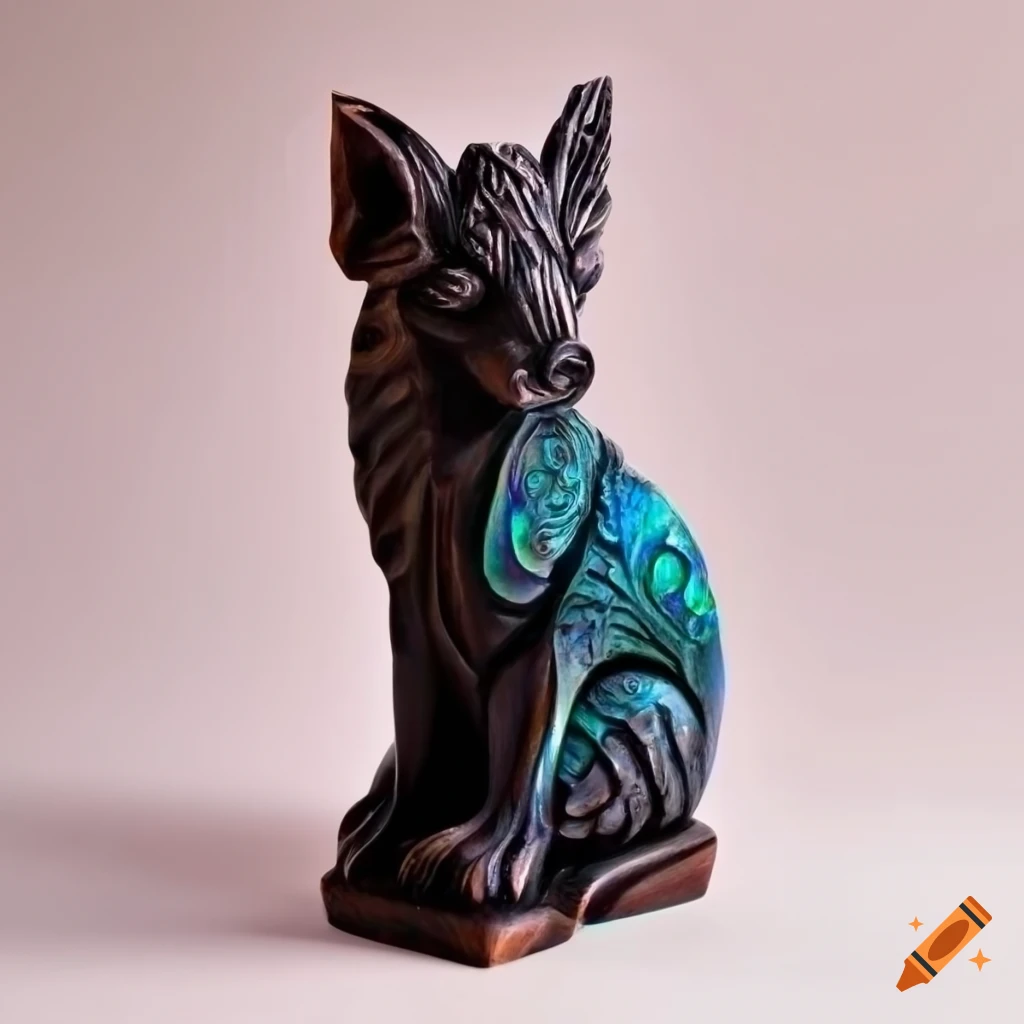 Carved animals made of iridescent ebony wood