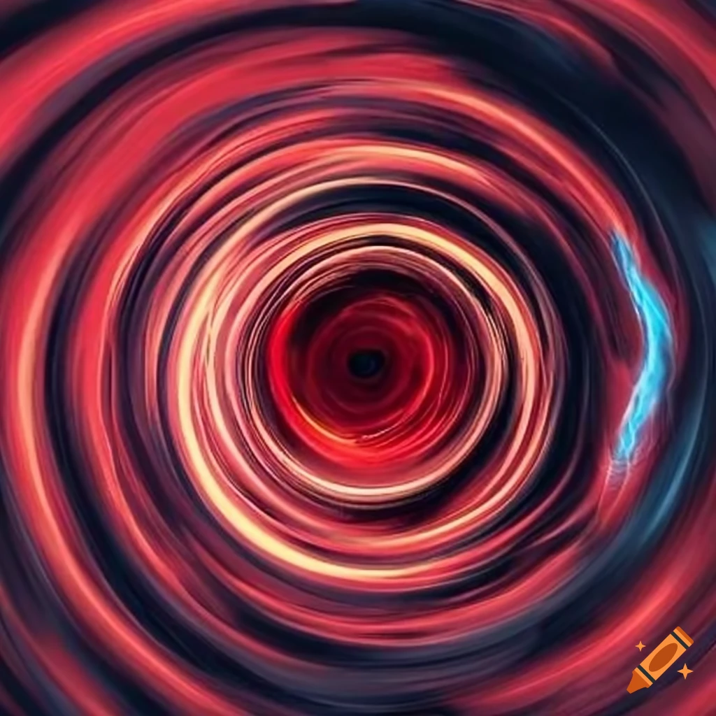 Digital artwork of a vortex with crimson flames and lightning on Craiyon